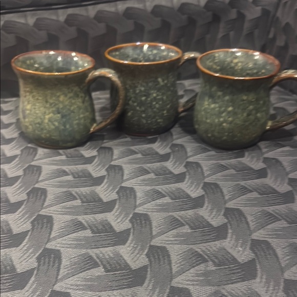 Dining | Always Azul Pottery Rustic Green Ceramic Mugs Set | Poshmark